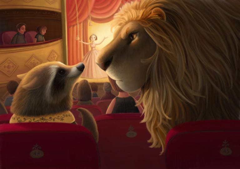 Lion a nd Raccoon by Varya Kolesnikova