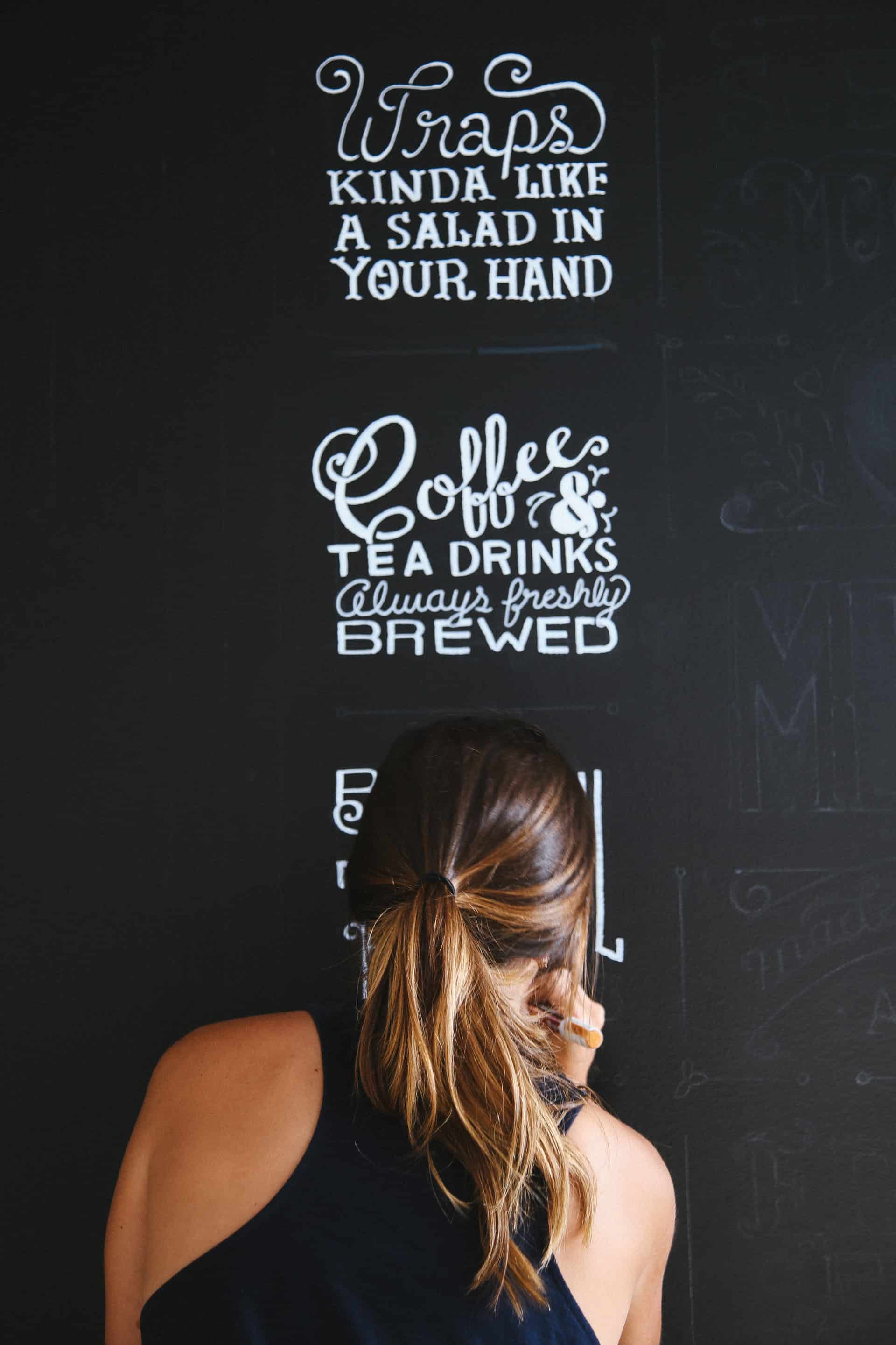Laney & Lu Cafe Chalk Lettering by Kelsy Stromski | Design Ideas