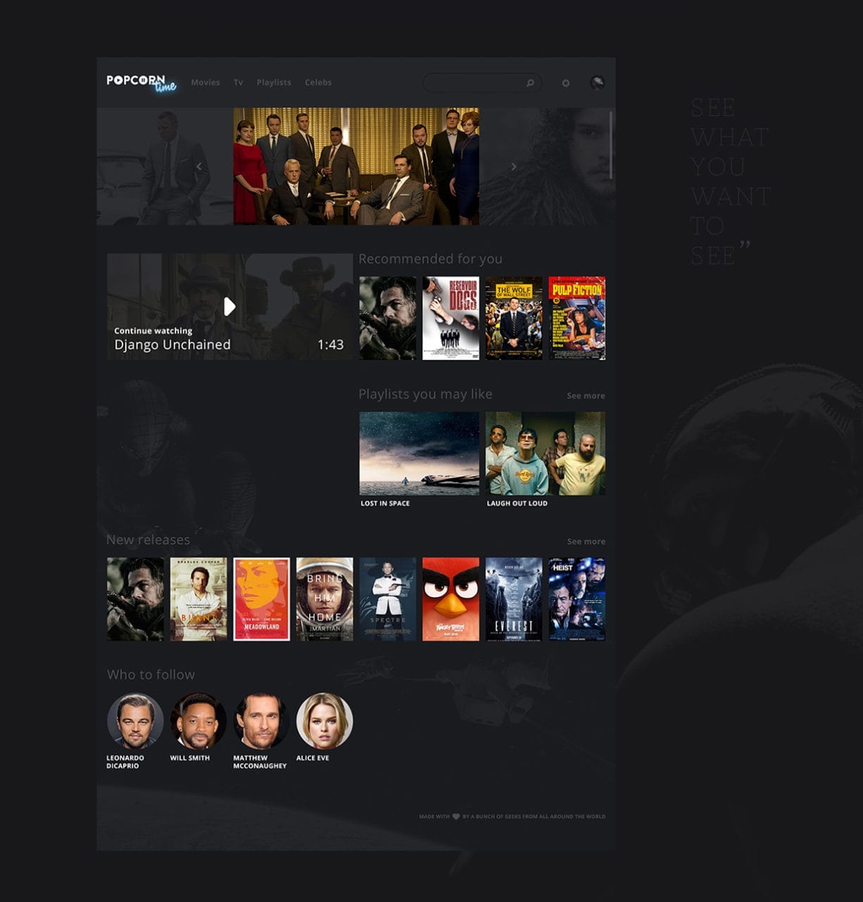 PopCorn Time Redesign by Gabriel Mendes | Design Ideas