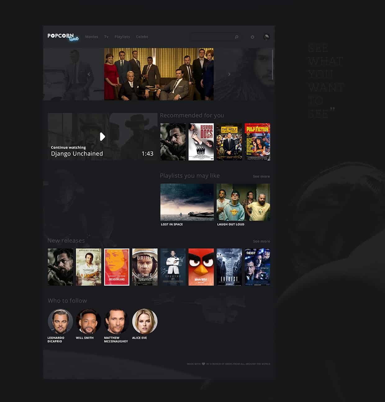 PopCorn Time Redesign by Gabriel Mendes | Design Ideas