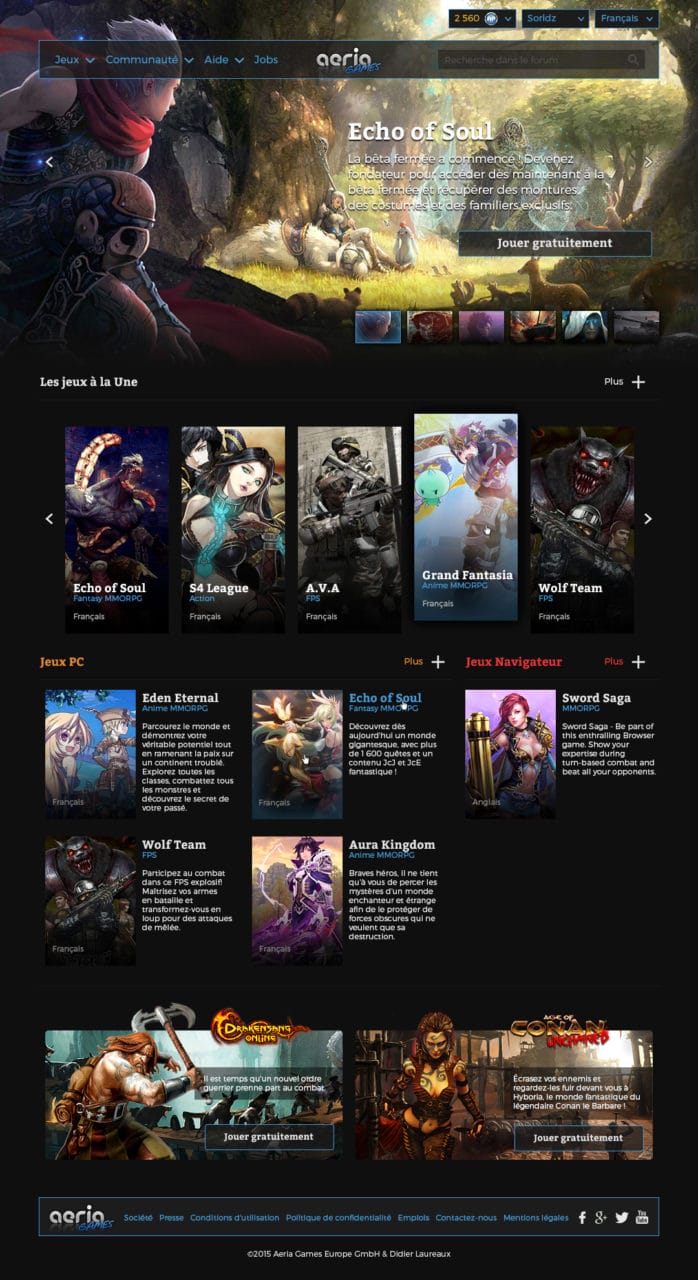 Aeria Games Redesign by Didier Laureaux | Design Ideas
