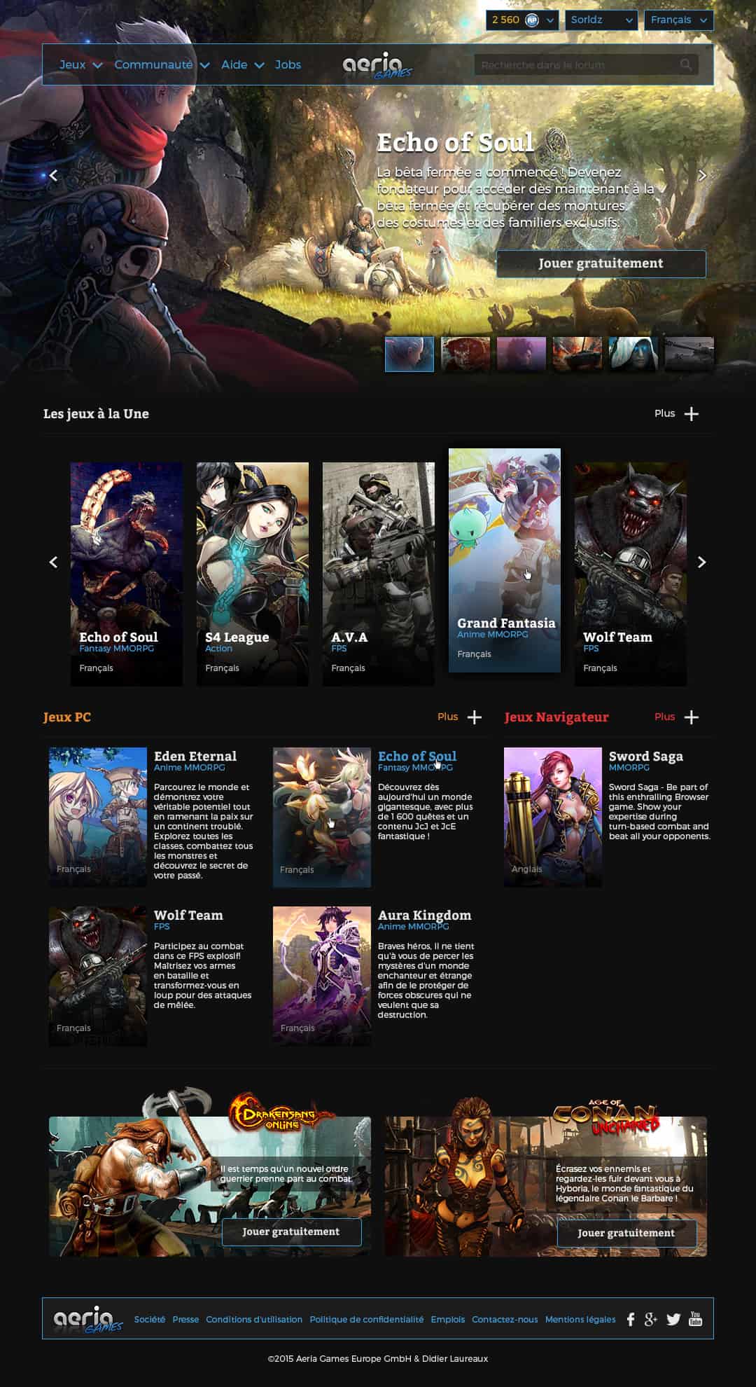 Aeria Games Redesign by Didier Laureaux | Design Ideas
