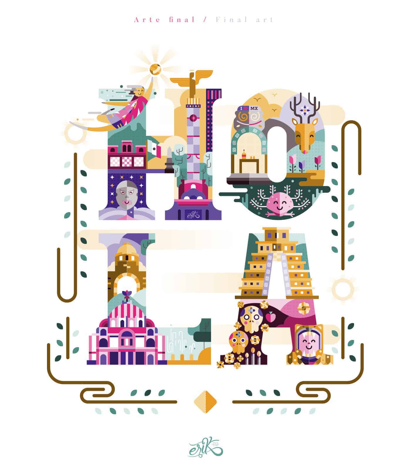 ¡HOLA! // illustrated lettering | Design Ideas