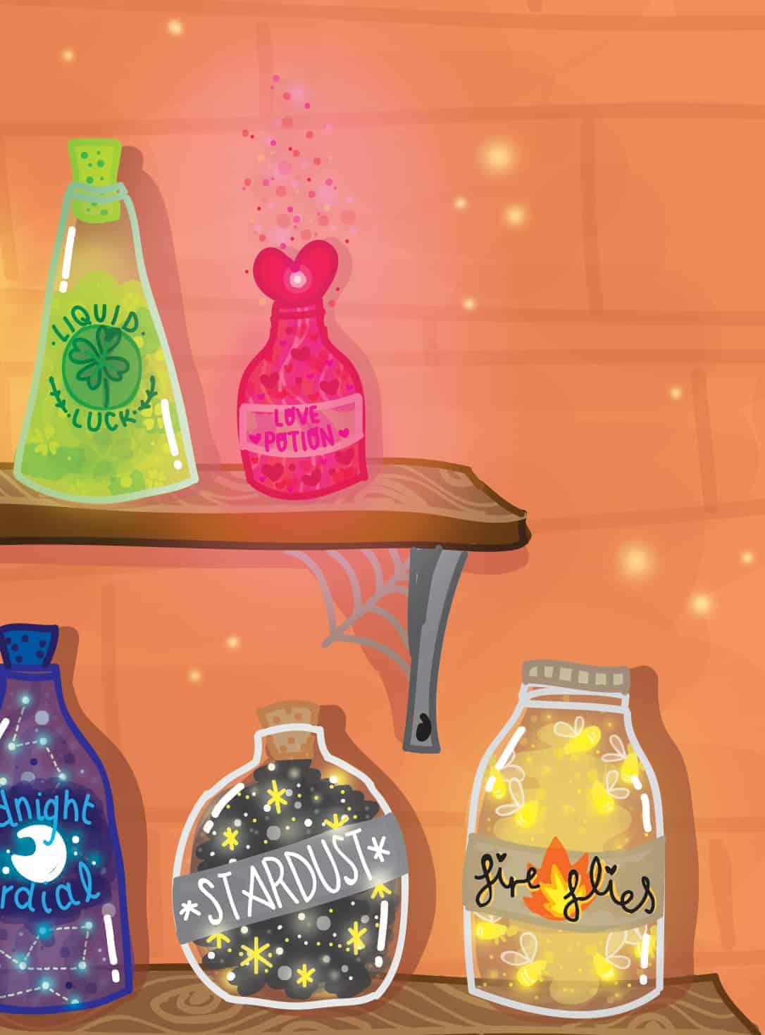 Potion Shelves Illustration | Design Ideas
