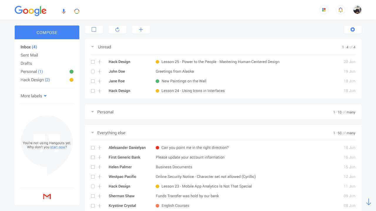 Gmail Redesign Concept | Design Ideas