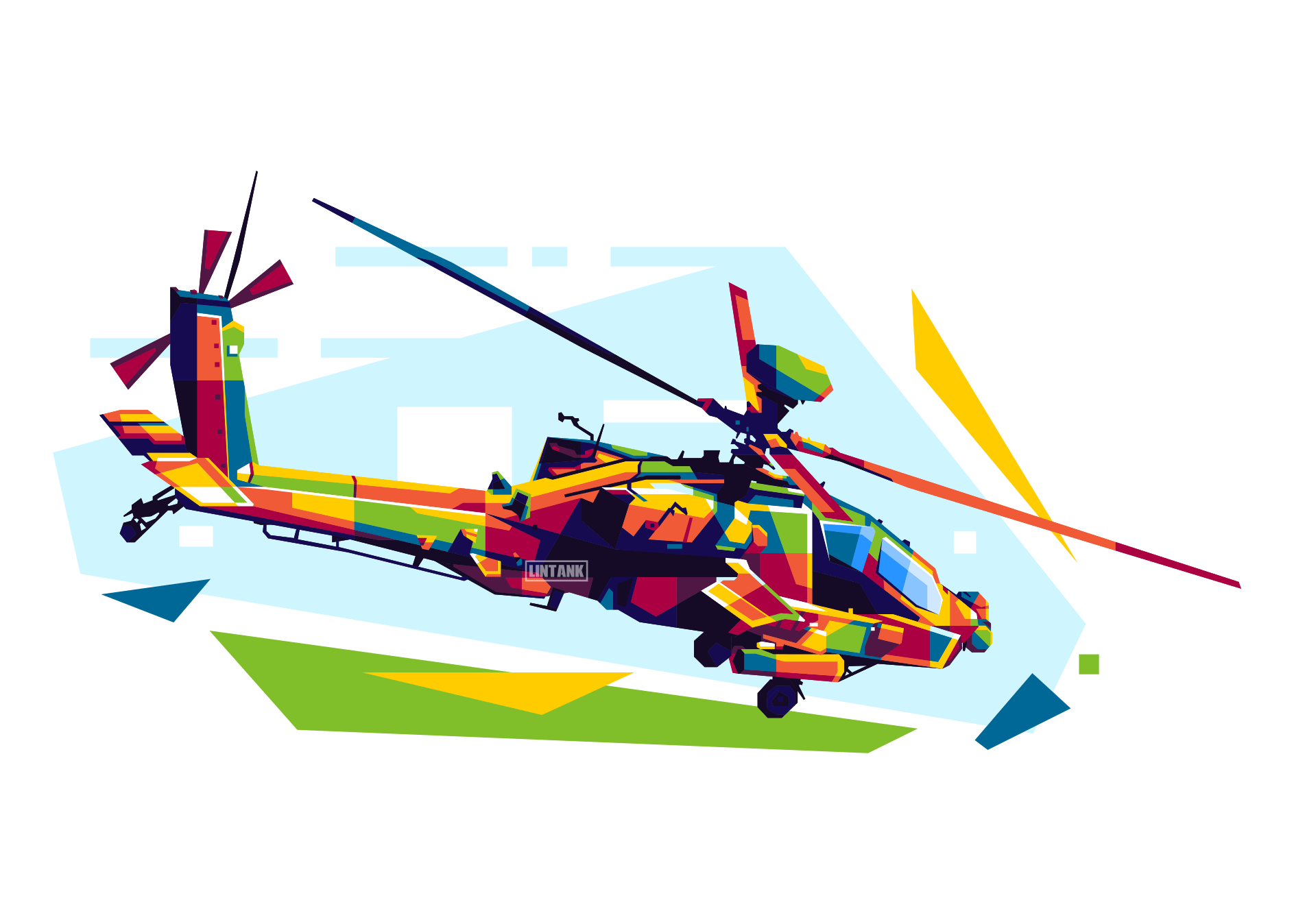 AH-64D Apache Longbow in WPAP Illustration | Design Ideas