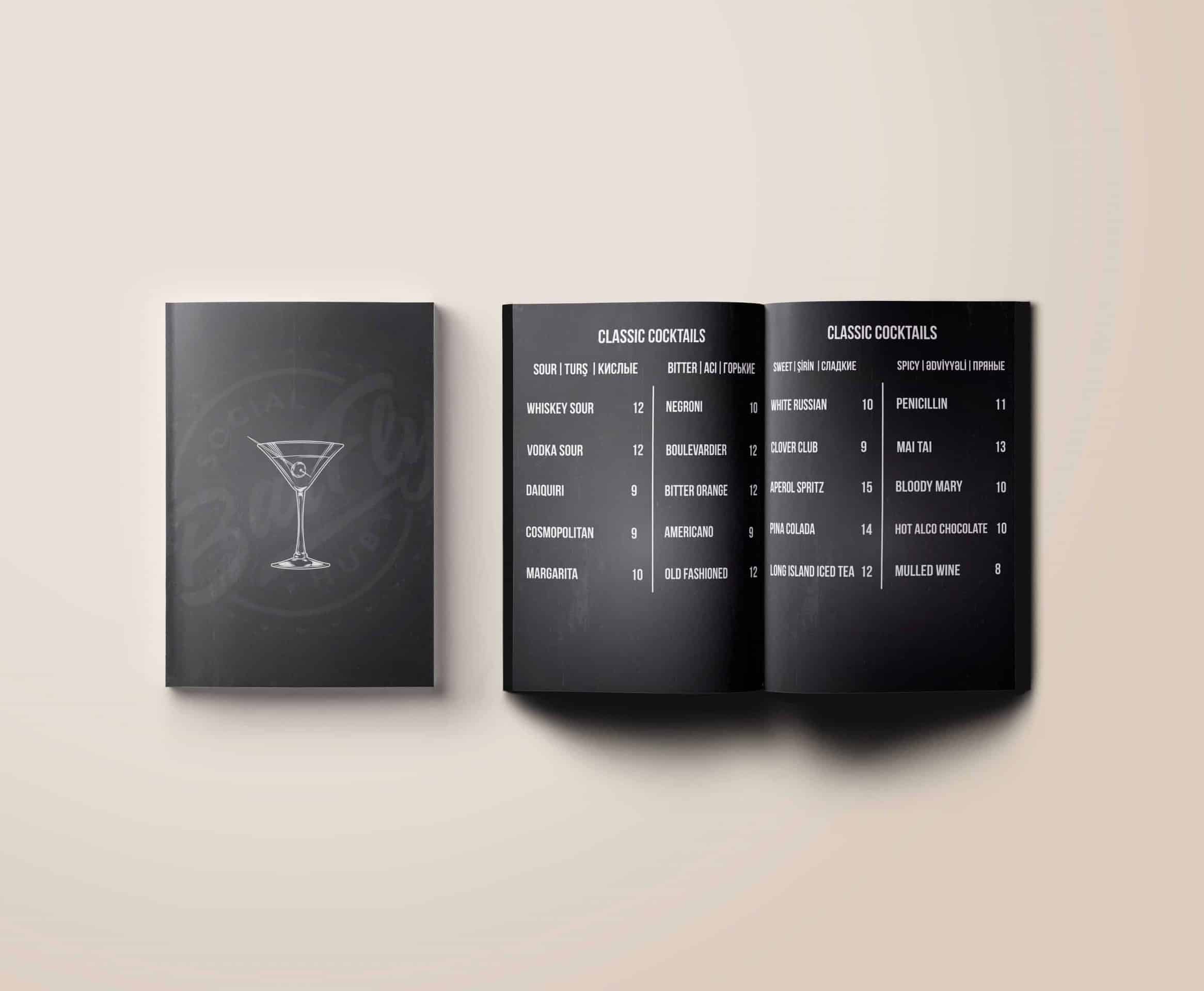 Menu for Barfly Social Hub Cocktail bar | Design Ideas