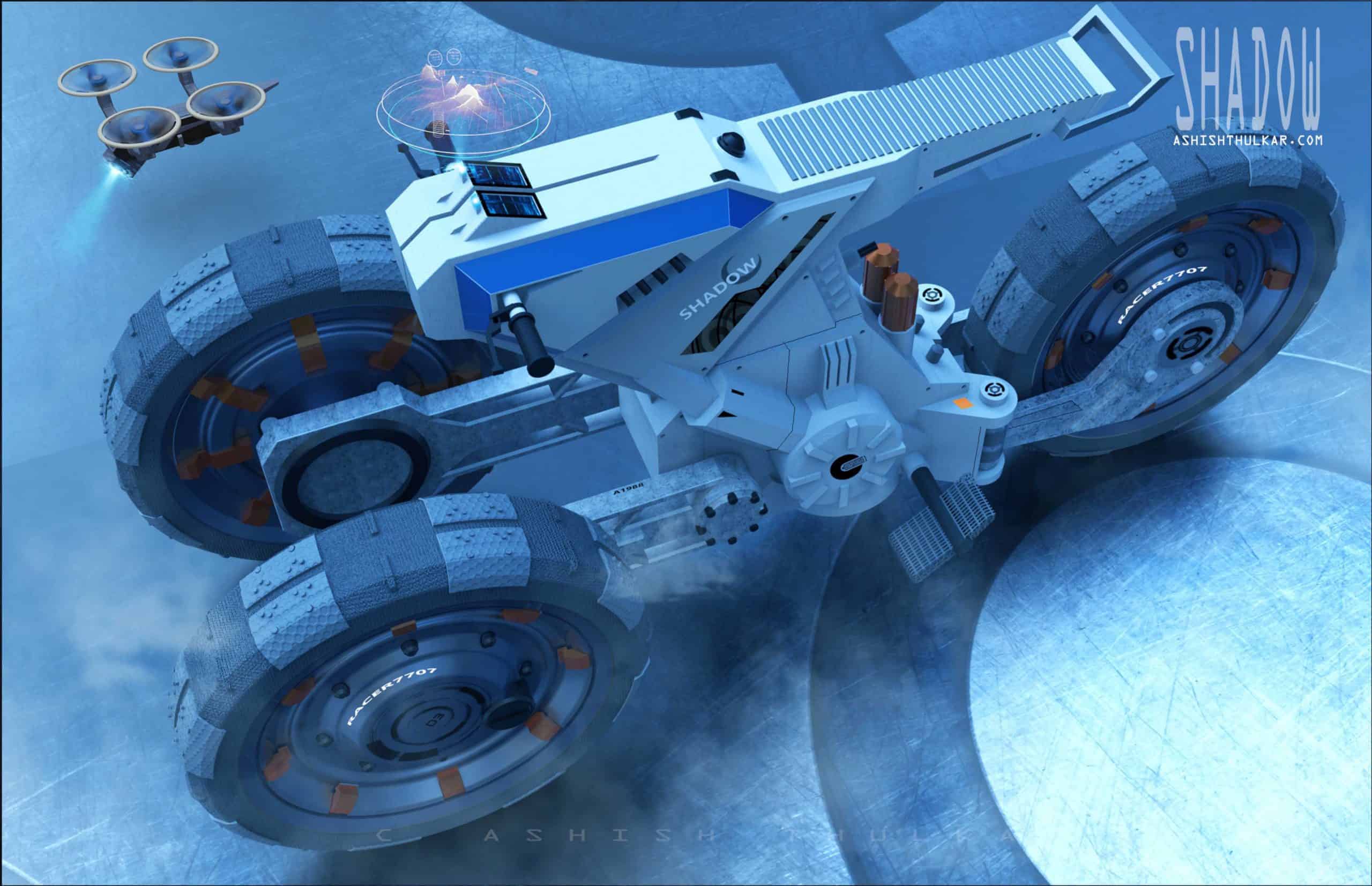 Shadow is a three wheel vehicle concept design for Lunar surface ...